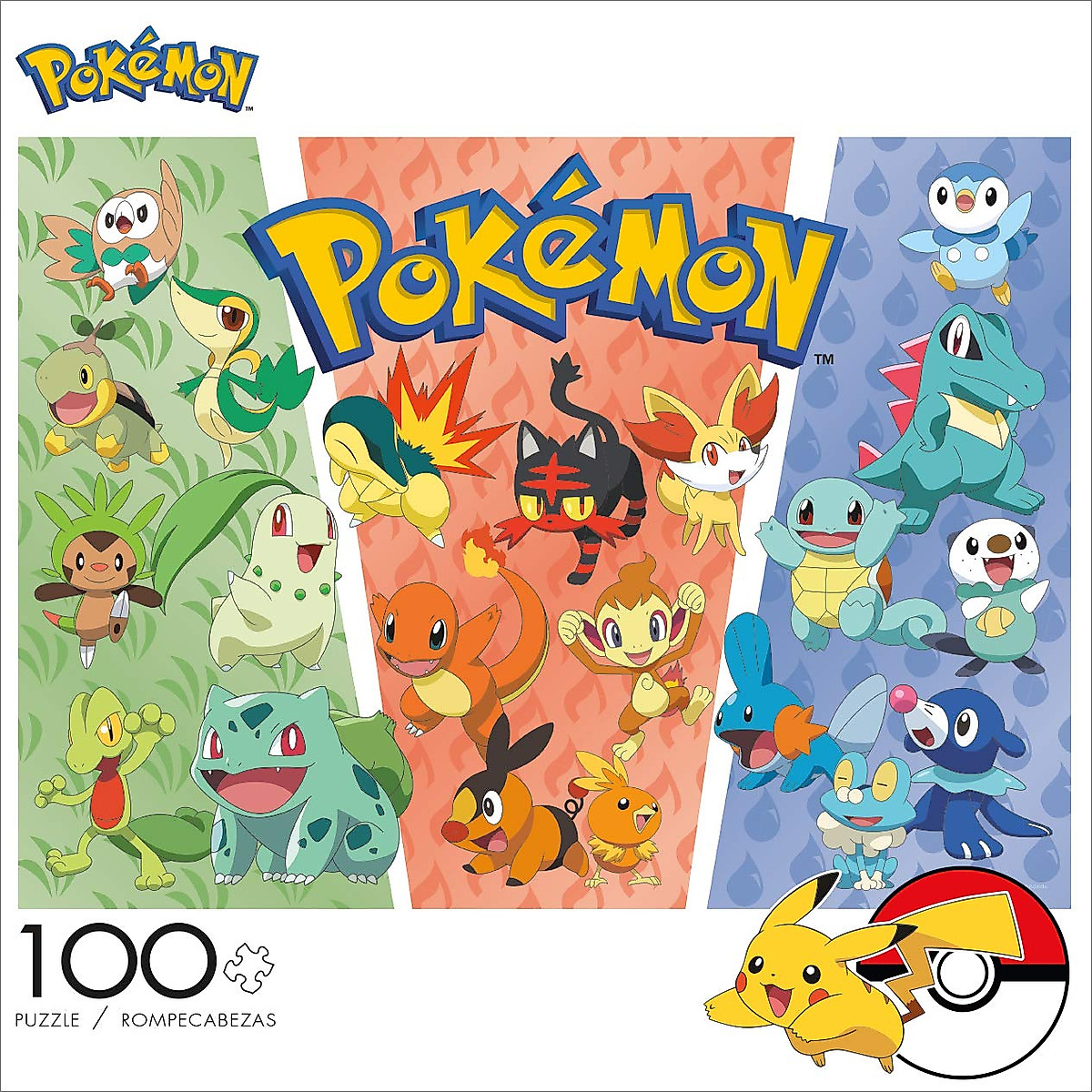 Buffalo Games - Pokemon- Starters Pokemon - 100 Piece Jigsaw Puzzle for Families -Challenging Puzzle Perfect for Game Nights - Finished Size is 15.00 x 11.00
