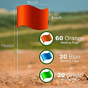 Zozen 100Pack Marking Flags, Orange&Green&Blue, Marker Flags for Lawn, 15x4x5 Inch Landscape Flgs, Irrigation Flags, Lawn Flags,Yard Markers, Match with for Distance Measuring Wheel.
