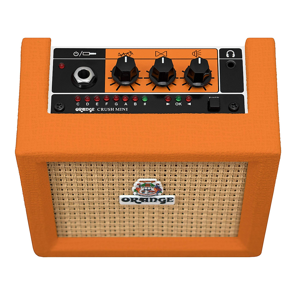 Orange Crush Mini Guitar Combo Amplifier Bundle with Power Supply, Instrument Cable, 24 Picks, and Austin Bazaar Polishing Cloth