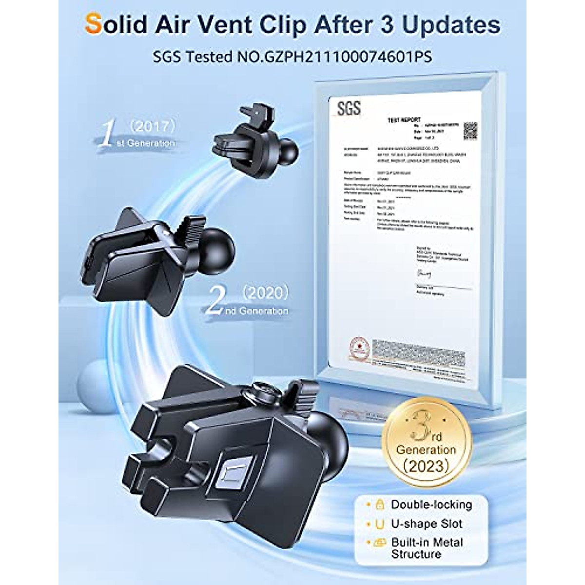 Humixx 【2022 Military-Grade Stability】 Phone Mount for Car Vent Universal Car Phone Holder Mount Hands-Free Cell Phone Holder Car Air Vent for iPhone 13 14 Plus Pro Max Samsung S22 Ultra ＆ All Phones