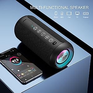 Ortizan Portable Bluetooth Speaker, IPX7 Waterproof Wireless Speaker with 24W Loud Stereo Sound, Outdoor Speakers with Bluetooth 5.0, 30H Playtime, 66ft Bluetooth Range, Dual Pairing for Home, Party