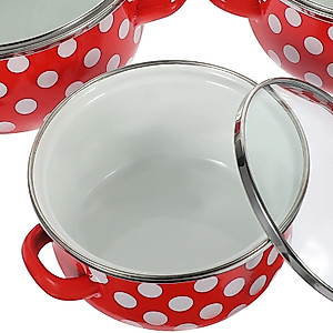 STOBAZA Enamel Stock Pot with Lid, Retro Cooking Pot for Stove Non Stick Soup Pot Induction Pasta Pot Vintage Soup Pot with Handles for Induction Cookers Gas Stove