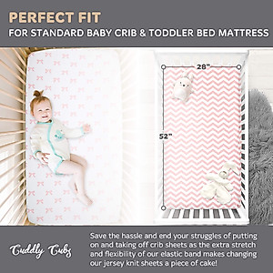 Baby Crib Sheets Girl 2 Pack | Jersey Cotton Fitted Crib Sheet Set and Toddler Bed Sheets | Pink Baby Girl Crib Sheets | Standard Crib and Toddler Bed Mattress Size 28 x 52 Inch