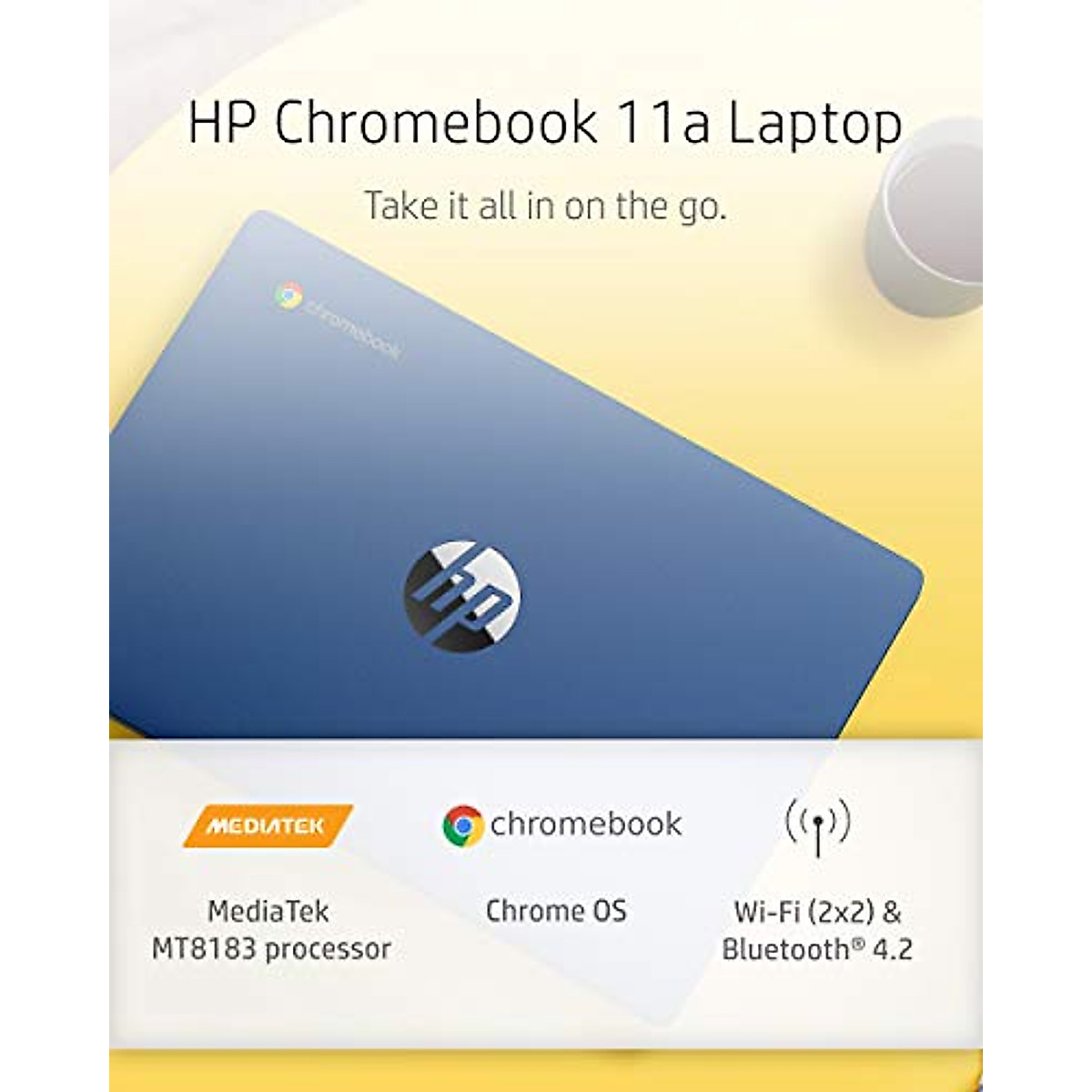 HP Chromebook 11-inch Laptop - MediaTek - MT8183 - 4 GB RAM - 32 GB eMMC Storage - 11.6-inch HD IPS Touchscreen - with Chrome OS™ - (11a-na0060nr, 2020 model, Indigo Blue)