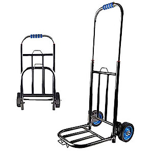 Teerwere Portable Folding Handcart Folding Hand Truck Dolly Collapsible Trolley Cart for Travelling Auto and Office Use Multi Function Folding Handcart (Color : Black, Size : 36X30X68CM)