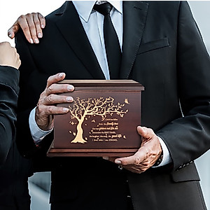 Cremation Memorial Urns for Human Ashes Adult Male Female, Wooden Urns Box and Casket for Ashes Men Women Child, Large Burial Funeral Urns for Ashes, Holds Up to 270 LBS