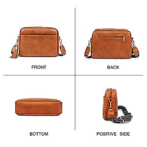 WYFJNX Small Crossbody Bags for Women Vegan Leather Cross Body Cell Phone Purses Shoulder Bags with 2 Guitar Straps Brown