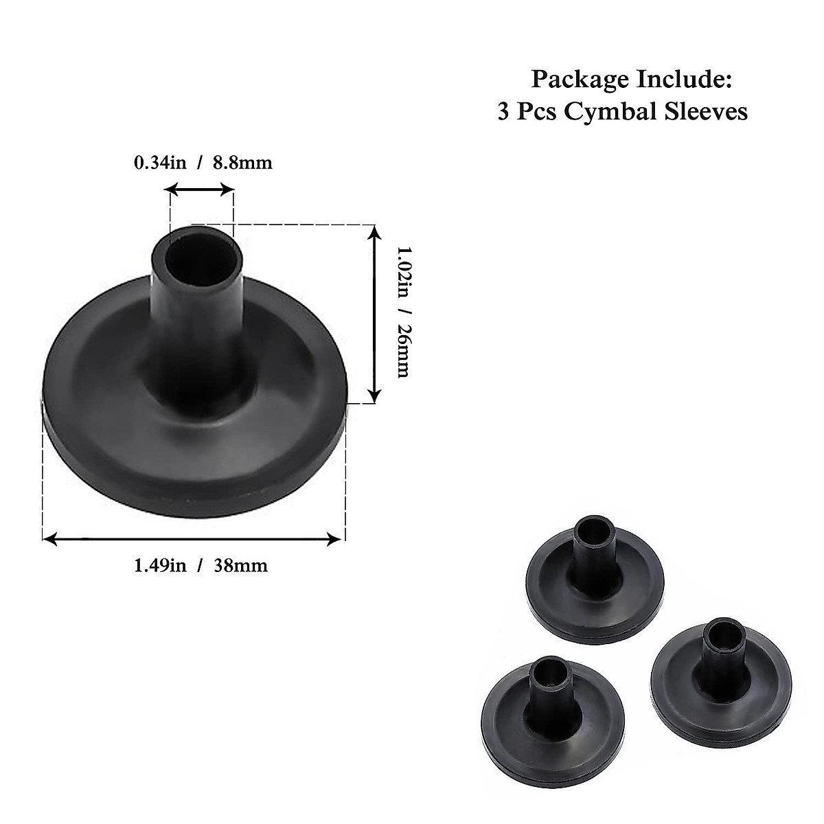 23 Pieces Cymbal Replacement Accessories Cymbal Felts Hi-Hat Clutch Felt Hi Hat Cup Felt Cymbal Sleeves with Base Wing Nuts Cymbal Washer and Drum Keys for Drum Set (Black)
