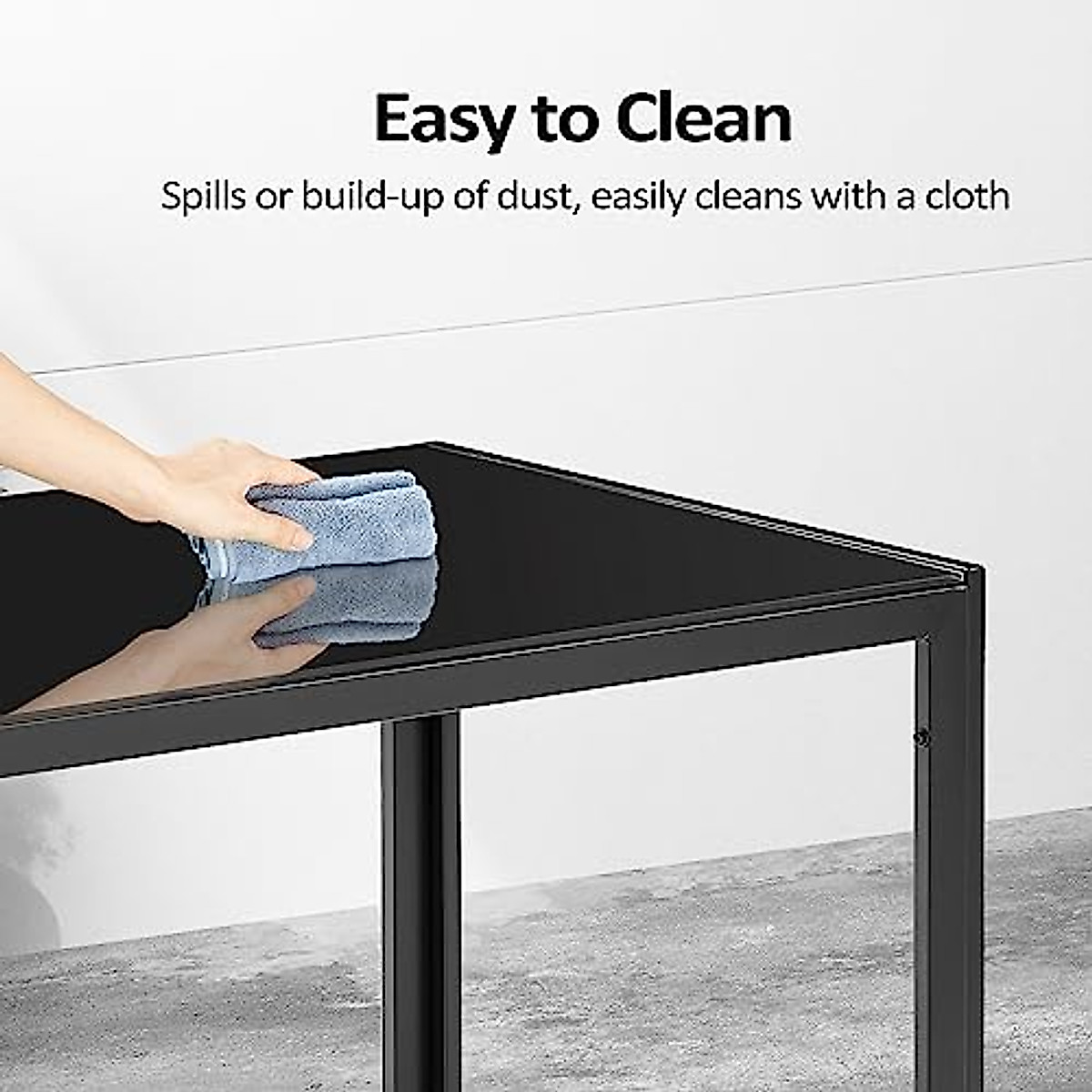 Bonnlo 5 Piece Modern Table Set for 4,Kitchen Table and Chairs for 4,Black Glass Small Kitchen Table and PU Leather Chairs for Dining Room Small Spaces,Metal Frame,Black