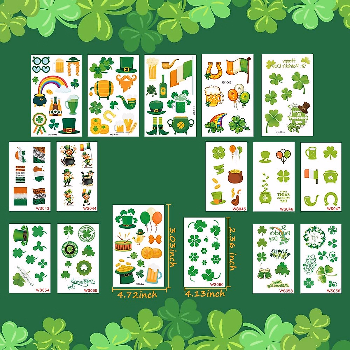 St Patricks Day Tattoos,16 Unique Sheets, 140 Pcs St Patricks Day Stickers, St. patrick's Day Temporary Tattoos Shamrock, Amazing Irish St Patricks Day Decorations Party Favors, A HIT for Your event!