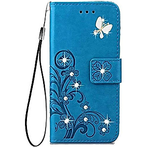 LEMAXELERS Galaxy Z Fold 2 5G Case Bling Diamond Clover Wallet Case with Card Slots Magnetic Flip Stand Premium PU Leather Shockproof Cover for Samsung Galaxy Z Fold 2 5G Diamond Clover Blue SD