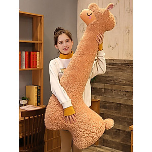 Sejiarep Alpaca Llama Plush Pillow - 51" Giant Alpaca Plush Long Body Pillow - Wife Girl Girlfriend Birthday Valentine's Day Children's Women's Day Gift, Brown