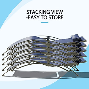 Domi Pool Lounge Chairs Set of 3, Adjustable Aluminum Outdoor Chaise Lounge Chairs with Metal Side Table, All Weather for Deck Lawn Poolside Backyard -Navy Blue Textilene