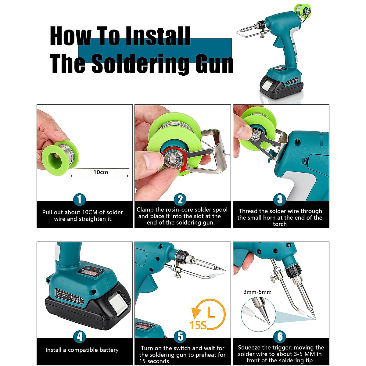 Cordless Soldering Iron Kit for Makita 18v LXT Battery,75W LED Digital Solder Iron Soldering Gun with 5pcs Tips,50g 0.04” Solder Wire for any Hobby Enthusiast (Battery not included)