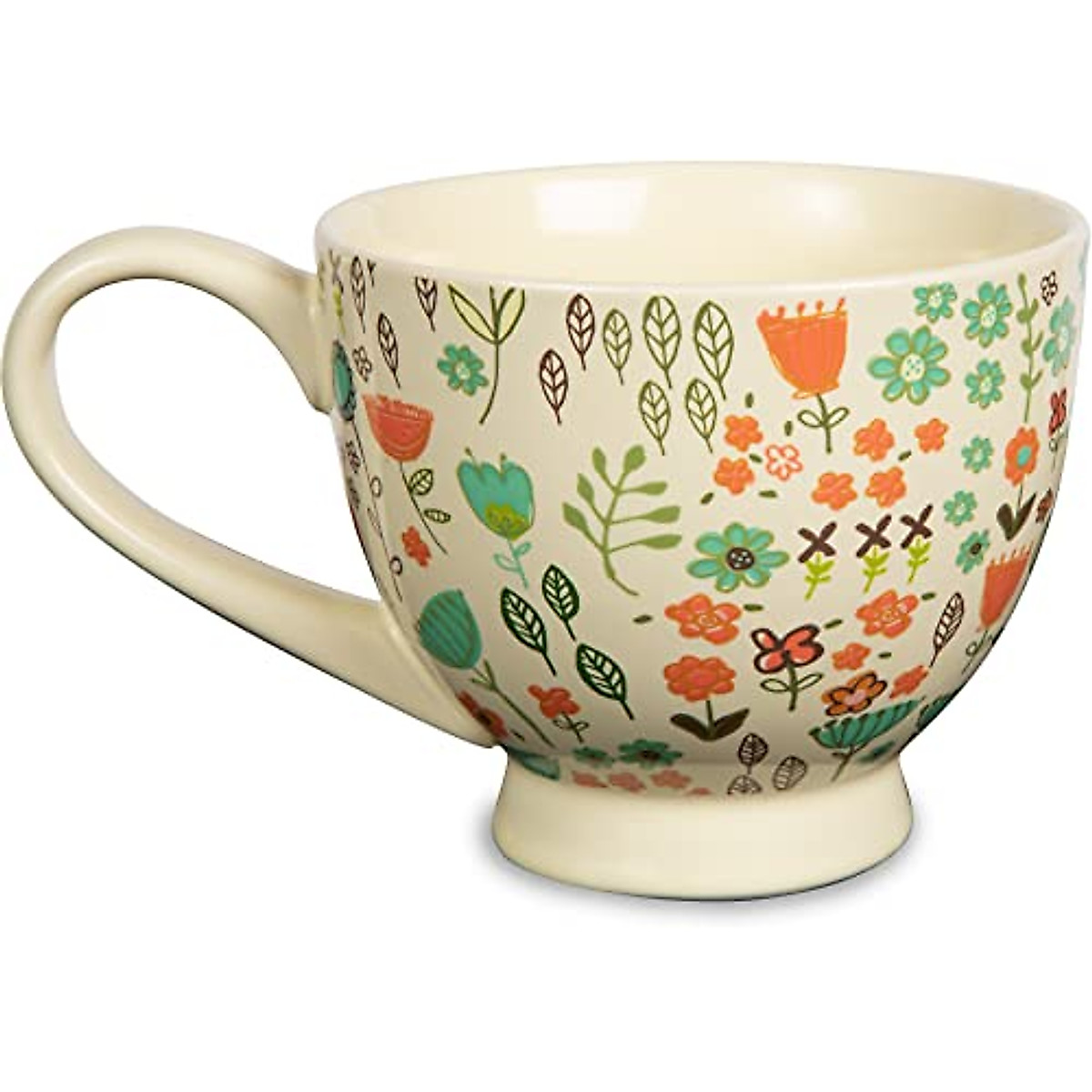 Pavilion Gift Company "A Mother's Love-Dog Mom" Floral Soup Bowl Mug, Teal, 17 oz