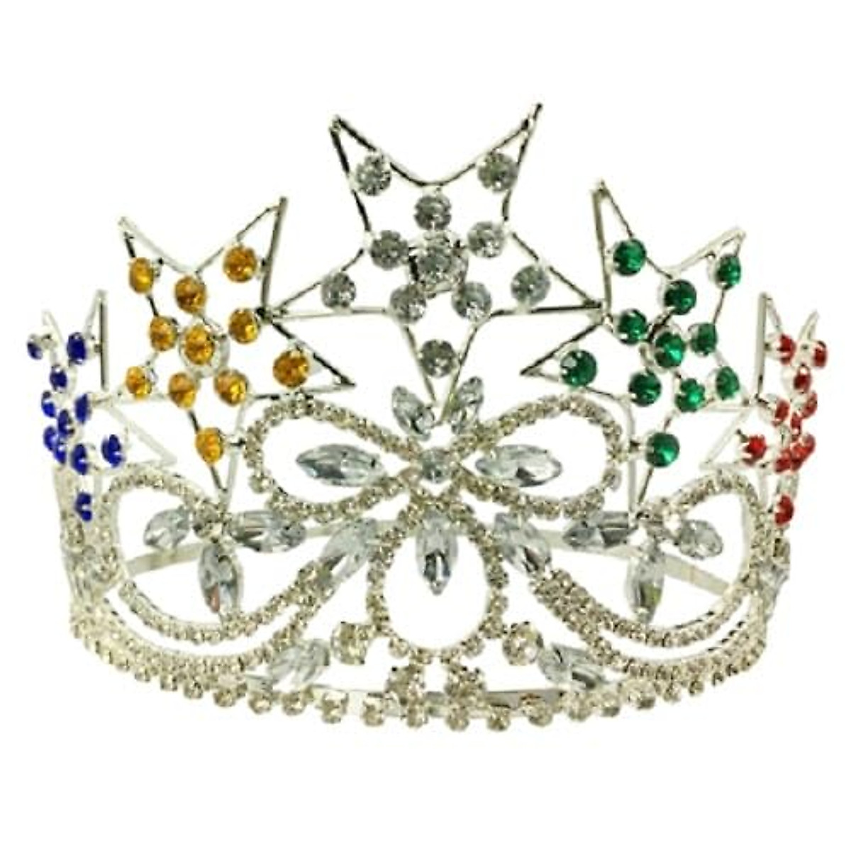 Freemason Masonic 5 STARS OES SILVER TONE Rhinestones O.E.S Adjustable CROWN