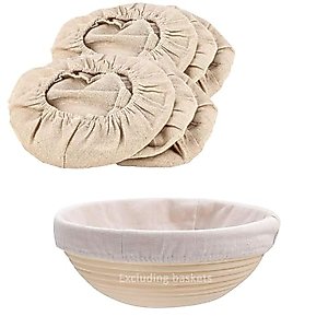 6 Packs Round Bread Proofing Basket Cloth Liner Rattan Baking Dough Basket Cover Natural Rattan Banneton Proofing Cloth(10 Inch)