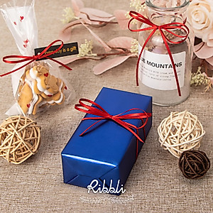 Ribbli Double Faced Red Satin Ribbon,1/8” x Continuous 50 Yards,Use for Bows Bouquet,Gift Wrapping,Floral Arrangement