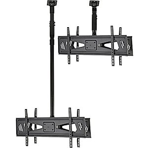 Displays 2go Dual Sided Ceiling TV Mount for 37" to 70" Flat Screen Monitors, Height Adjustable, Steel (Black)