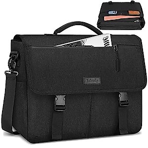 Laptop Bag 15.6 Inch Laptop Messenger Bag Waterproof Laptop Briefcase for Men Women Large Lightweight Shoulder Bag Computer Bag for Work Business Travel College, Black