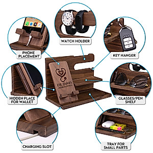 Phone Docking Station For Doctor - Handmade Unique Nightstand Organizer For Nurse - Personalized Gift Ideas for Grandpa, Dad, Dentist, Dental, Medical, Physician on Fathers Day, Birthday, Anniversary