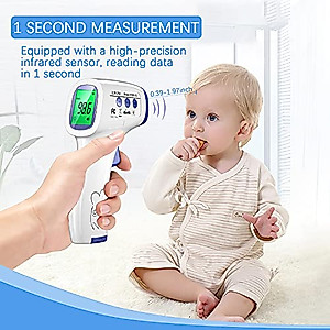 LPOW Thermometer for Adults, Non Contact Infrared Digital Thermometer for Fever, Body and Surface Thermometer 2 in 1 Dual Mode White