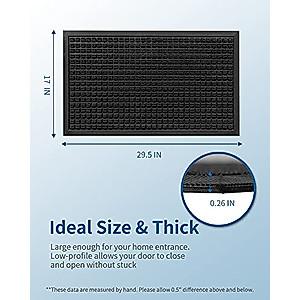 MontVoo-Door Mat Outdoor Indoor Entrance Doormats-Thick Absorbent Rubber Non Slip Outdoor Mat Welcome Shoe Mat Front Door Mats for Outside Inside Entry Entryway Rug-Black 17"x30"