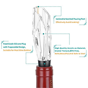 ZORTUNG Wine Aerator Pourer Sparkling Diamond Shape Airarator Dripless Pour Spout Diffusers Dispenser Single Aerorater Decanter Set in Bottle for Red and White Wine Lover Christmas Gifts