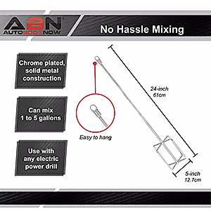 ABN Power Drill Mixer Attachment - Paint, Cement, Grout, Thinset Material Bucket Mixer 5in x 24in