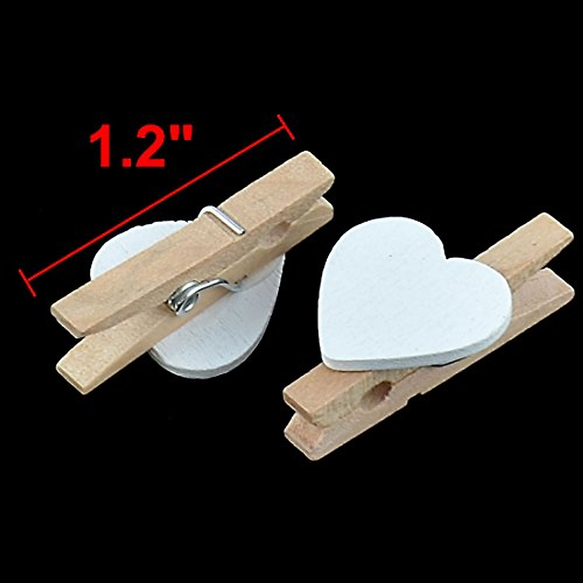 uxcell Card Photo Love Heart Crafts Clothespin Pegs Mini Wooden Clip 20pcs White
