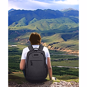 KROSER Laptop Backpack for 17.3 Inch Laptop Anti-Theft Large Computer Backpack with USB Charging Port Water-Repellent Casual Daypack for Travel/Business/School/College/Men/Women-Charcoal Black