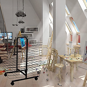 DONGYUE Art Drying Rack, Art Drying Rack for Art Metal Wire Work Display Rack, Art Carts with Wheels for Classroom Art Studios and Home Use. Drying & Print Racks (26 Floors)