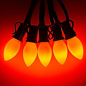 25 Pack C7 Replacement Lights Bulbs, C7 Shatterproof C7 Replacement Lights for Halloween String Lights Orange