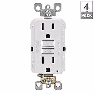 15 Amp 125-Volt Duplex Self-Test Slim GFCI Outlet, White (4-Pack)