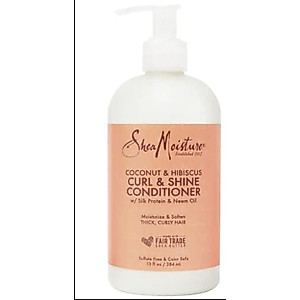 SheaMoisture Coconut and Hibiscus Curl & Shine Conditioner with Silk Protein & Neem Oil 13 oz - Thick, Wavy & Curly Hair - Value Double Pack - Qty of 2