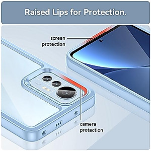 GTBDEKI Clear Case for Xiaomi 12 Lite Case, 2203129G Case with HD Screen Protector, Anti-Scratch Shockproof Clear Hard PC + TPU Bumper Protective Cover Case for Xiaomi 12 Lite 5G Crystal Blue