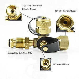 Stanbroil Propane Gas Brass Tee Adapter with 4 Port for RV or Motorhome