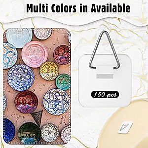 150 Pcs 1.25 Inch Invisible Adhesive Plate Hanger Wall Plate Hanger Set Vertical Plate Holders Picture Hangers Without Nails Decorative Plates Wall Holders Hooks for Display Frame Art Decor Supplies