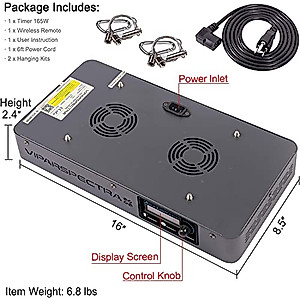 VIPARSPECTRA Timer Control Dimmable 165W LED Aquarium Light Full Spectrum for Grow Coral Reef Marine Fish Tank LPS/SPS