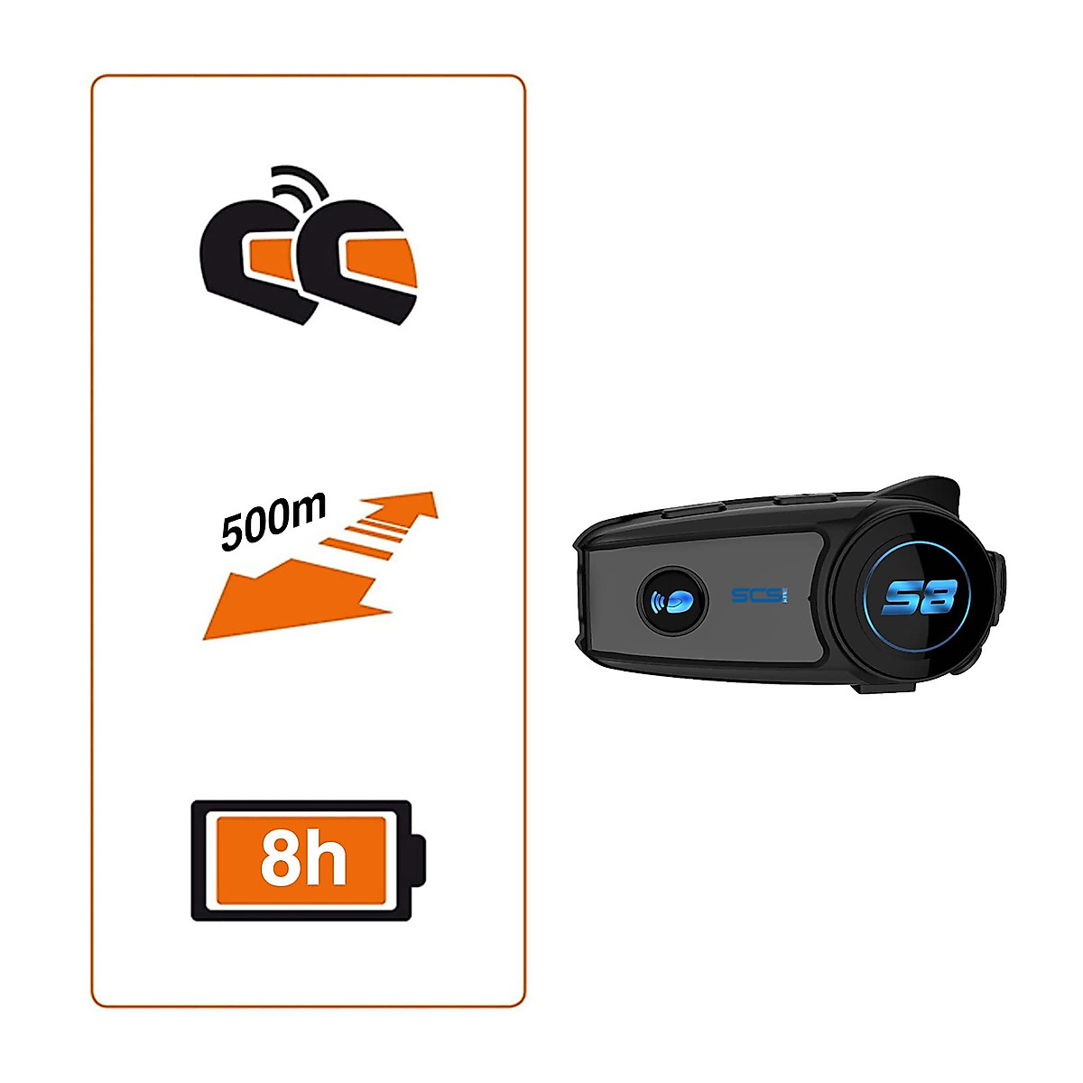 SCSETC Motorcycle Helmet Bluetooth Headset S8 Motorcycle Bluetooth Headset 1000m 2 Riders Intercom, Communication System Headset Universal Wireless Interphone (Waterproof/Handsfree/Stereo Music/GPS)