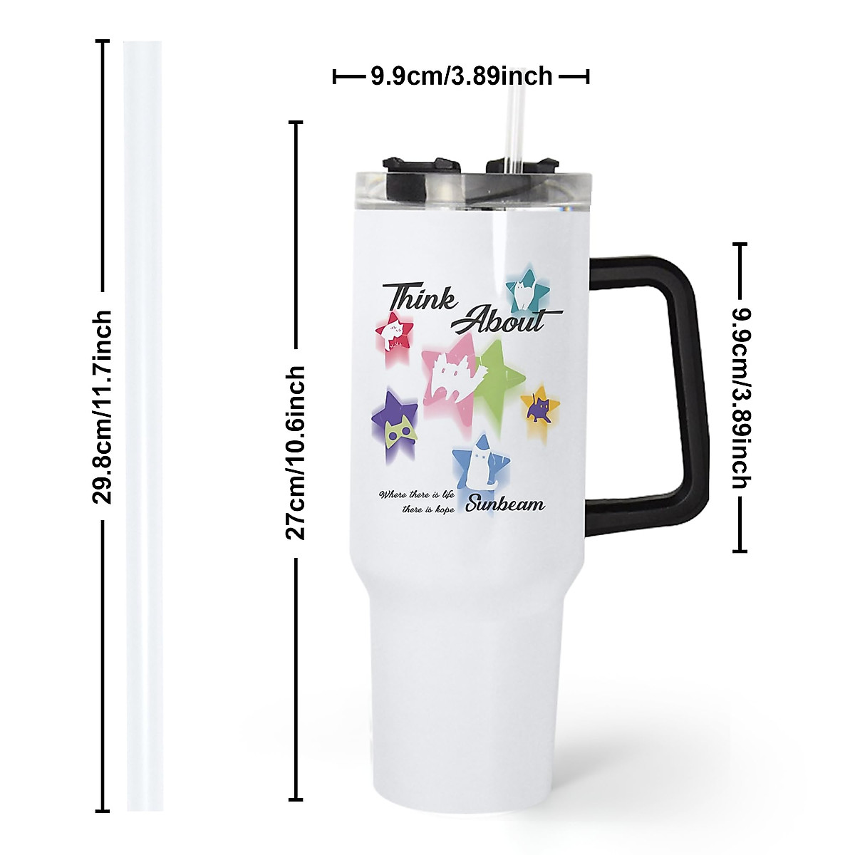 sweet grain 40 oz Sublimation Tumbler with Handle 12 Pack Sublimation Tumblers Blanks Bulk Leak-proof Lid and Straw Insulated Stainless Steel Travel Mug Keeps Cold for 34 Hours (Black)