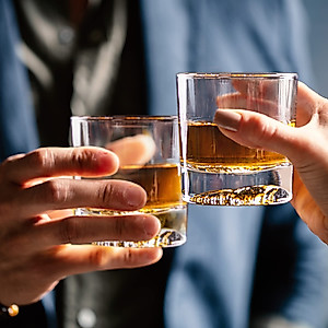 Whiskey Gifts for Men, 11 Oz Eagle Pattern Whiskey Glasses Set of 2 & Large Ice Ball Molds Set of 2 - Thick Base Rocks Glass for Bourbon Cocktails, Dad Husband Gift From Wife Daughter Son Kids