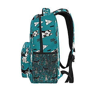 Backpack for Adult Kids Stylish Husky Siberian Dog Turquoise Backpack Lightweight School College Travel Bags Halloween Christmas Gifts