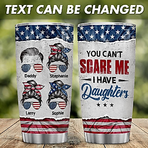 wowcugi Customized Dad Tumbler 20oz 30oz You Cant Scare Me I Have Daughters Stainless Steel Insulated Tumblers Coffee Travel Mug Cup Birthday Fathers Day Dad Gifts From Daughter
