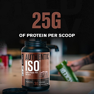 Jacked Factory Authentic ISO Grass Fed Whey Protein Isolate Powder - Low Carb, Non-GMO Muscle Building Protein w/No Fillers, Post Workout Recovery, Chocolate