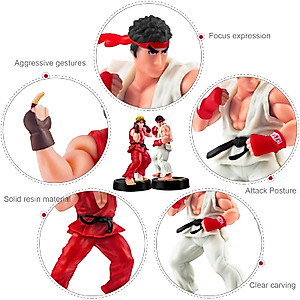 PSMILE 2PCS Solid PVC Street Fighter Hero Figure Action Figure Set 9.2cm