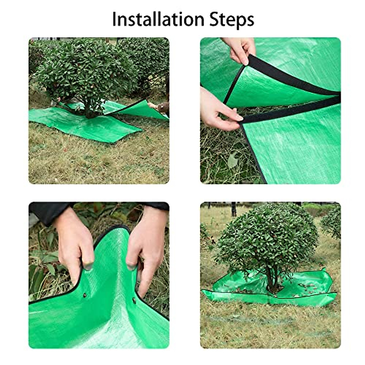 Landscape Tarp for Trimming with 12 inch Hole -Garden Tree Pruning Waterproof Tarp,Four Corners Has Corner Buckles Can Stand Up Fasten Around Trees and Shrubs
