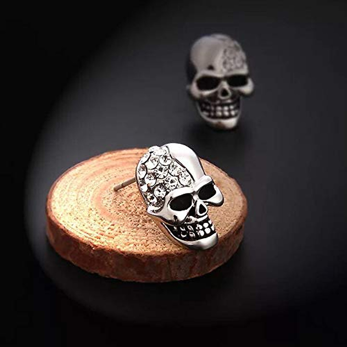 U-M pulabo Cubic Zirconia Skull Stud Earrings,Gold Adorable Quality and Durable Beautiful