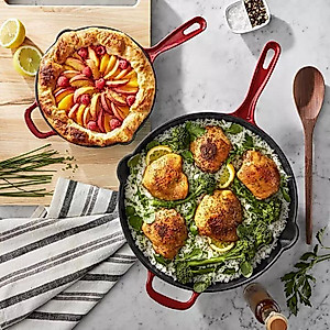 Member's Mark 2-Piece Enamel Cast Iron Skillet Set, Red