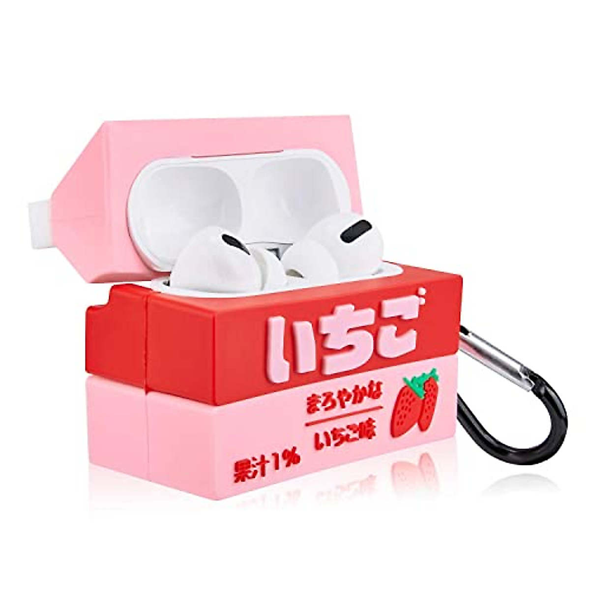 Mulafnxal for Airpod Pro 2019/Pro 2 Gen 2022 Case, Cute 3D Funny Soft Silicone Air pods Pro Cover, Fun Cool Design Skin Shell,Stylish Fashion Keychain Cases for Airpods Pro (Strawberry Milk Box)